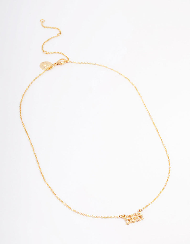 Gold Plated Cubic Zirconia 666 Angel Number Pendant Necklace - Lovisa