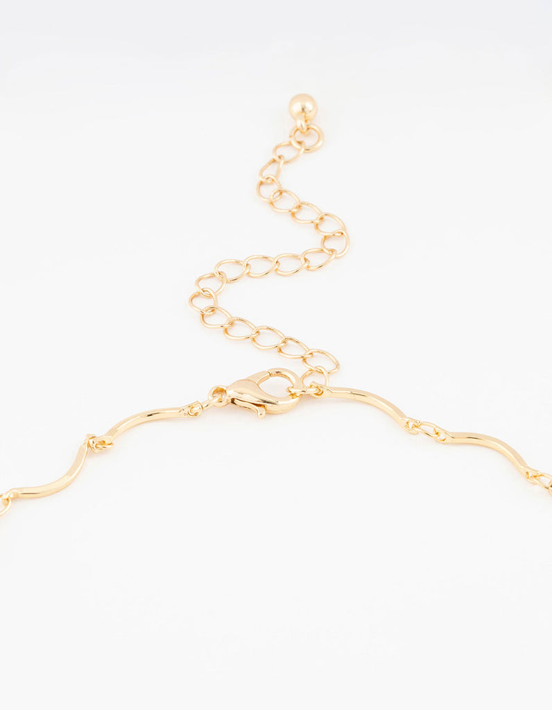 Gold Plated Wavy FOB Chain Necklace - Lovisa