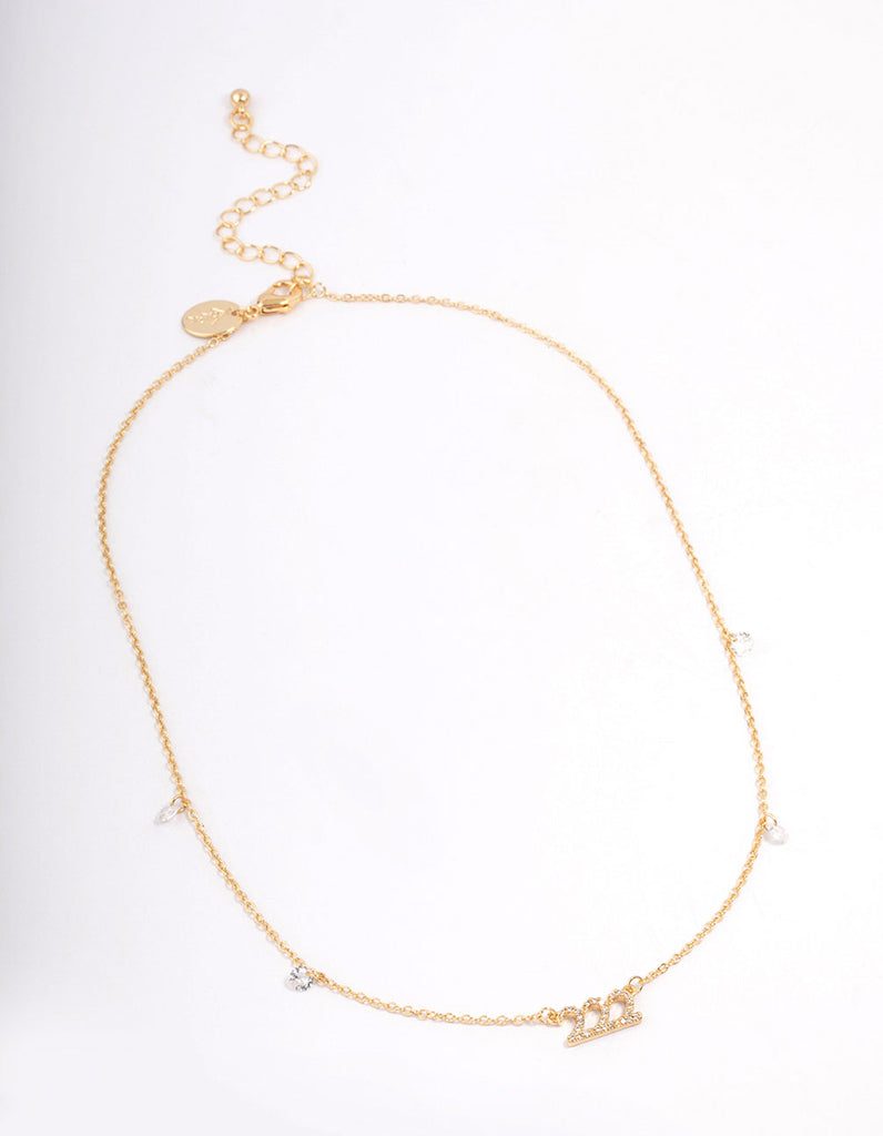 Gold Plated 222 Angel Number Cubic Zirconia Pendant Necklace - Lovisa