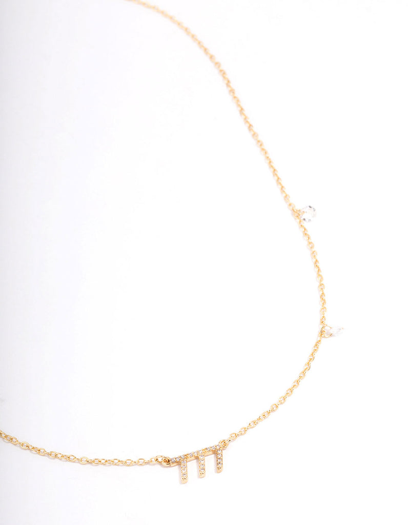 Gold Plated 777 Angel Number Cubic Zirconia Pendant Necklace - Lovisa