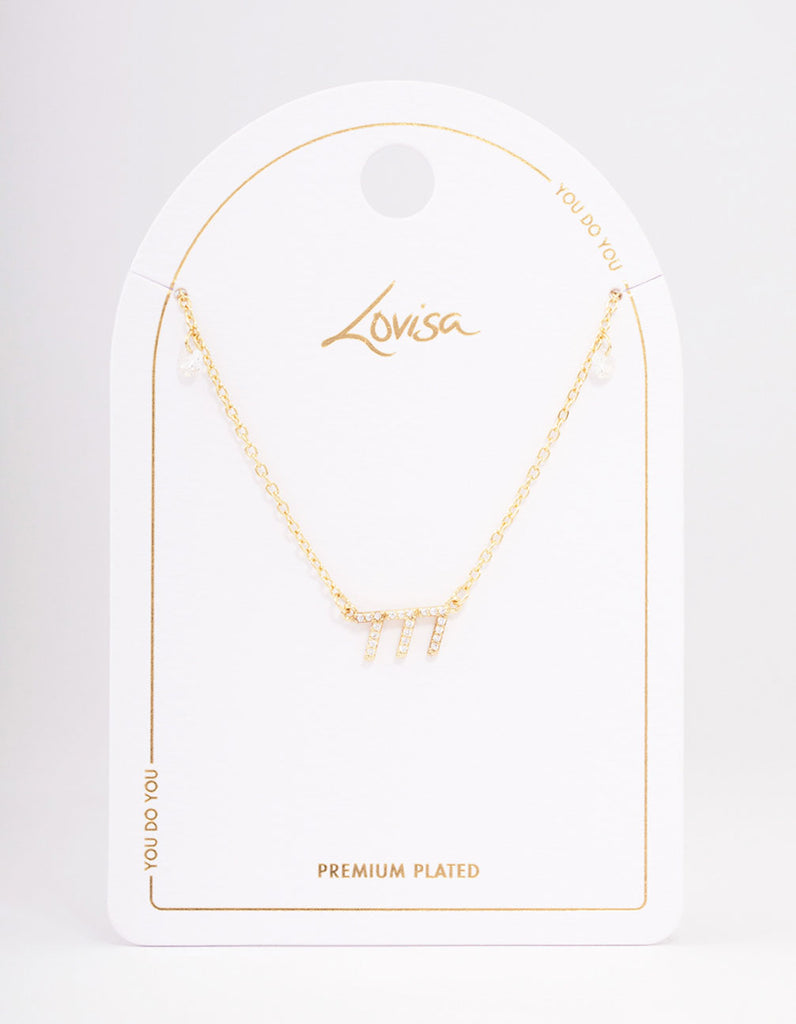 Gold Plated 777 Angel Number Cubic Zirconia Pendant Necklace - Lovisa