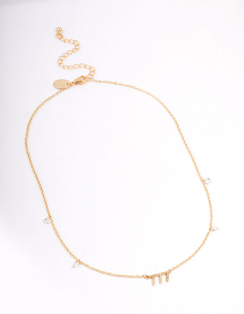 Gold Plated 777 Angel Number Cubic Zirconia Pendant Necklace - Lovisa