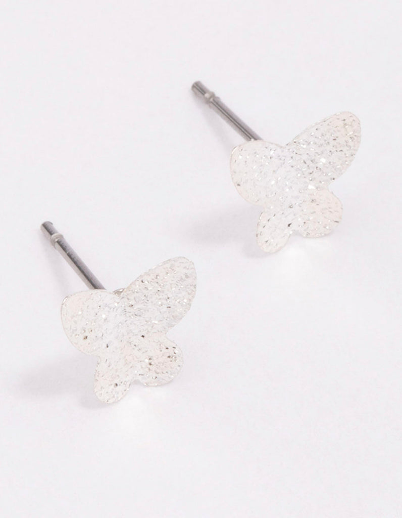 Silver Sandblast Butterfly Stud Earrings - Lovisa