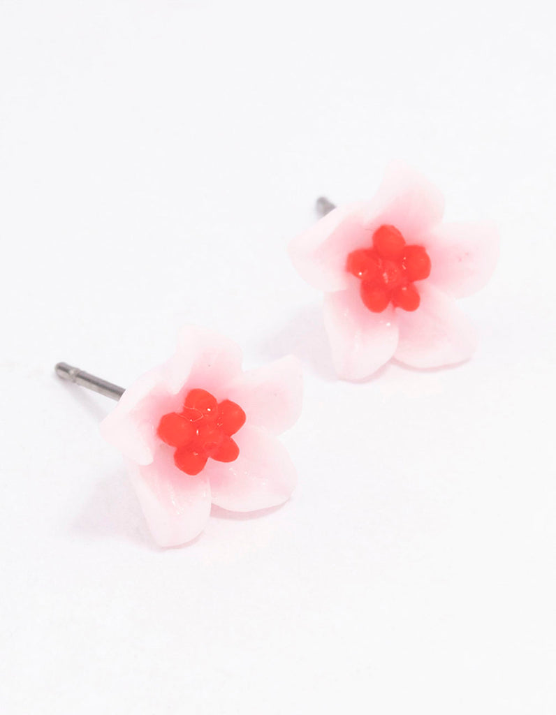 Pink Hibiscus Flower Stud Earrings - Lovisa