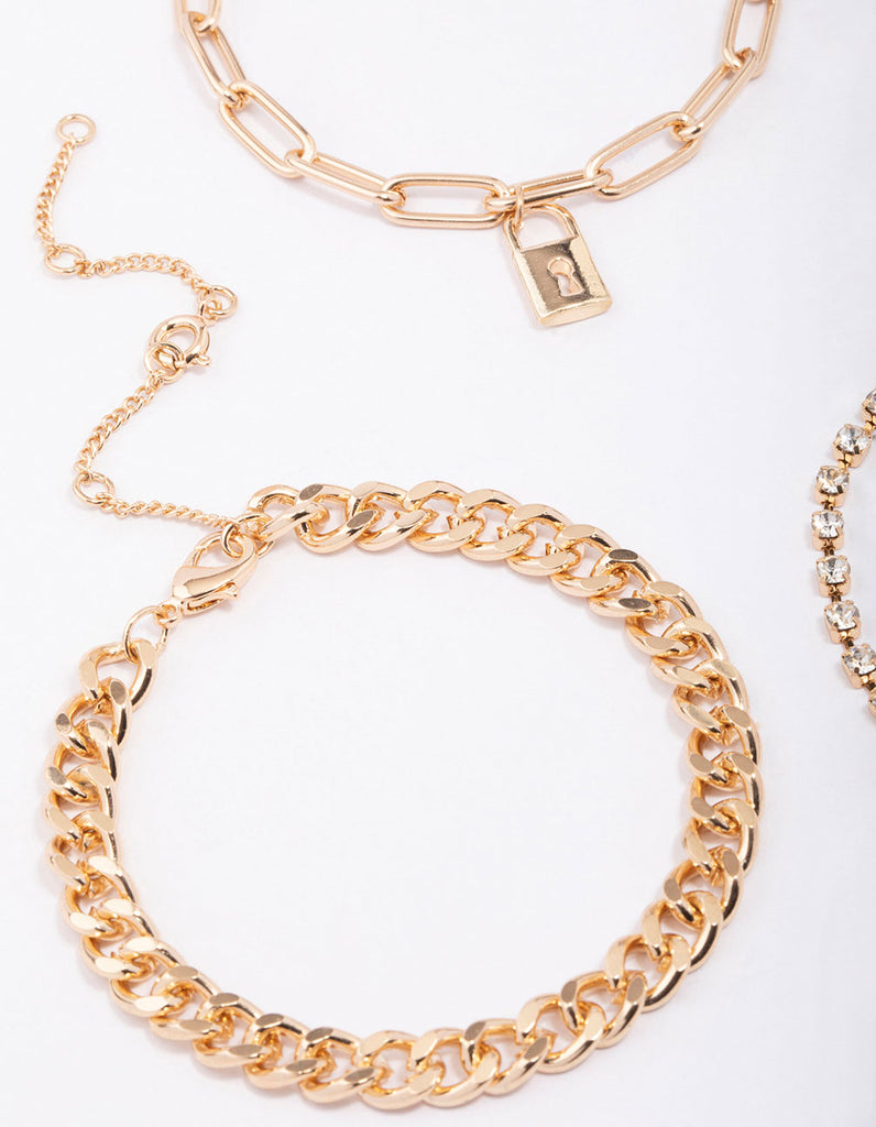 Gold Diamante Locket Anklet & Bracelet - Lovisa