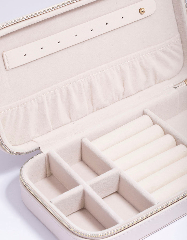 Cream Faux Leather Rectangle Jewellery Box - Lovisa