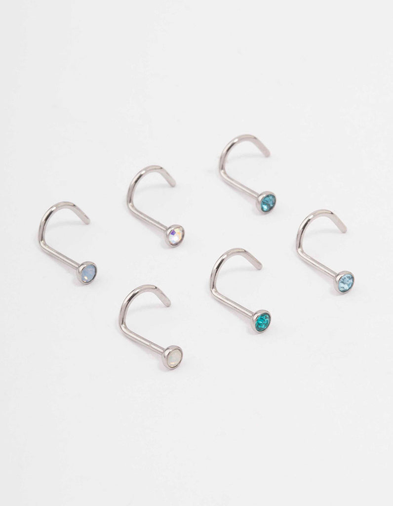 Surgical Steel Blue Mermaid Nose Piercing 6-Pack - Lovisa