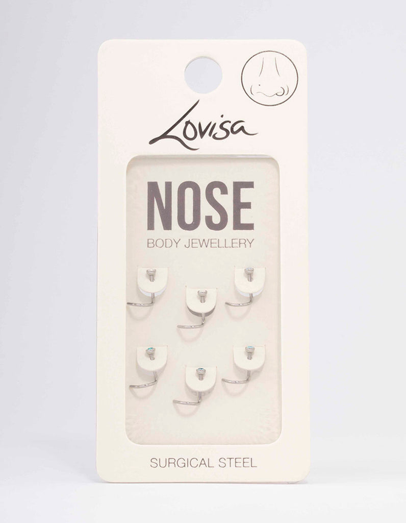 Surgical Steel Blue Mermaid Nose Piercing 6-Pack - Lovisa