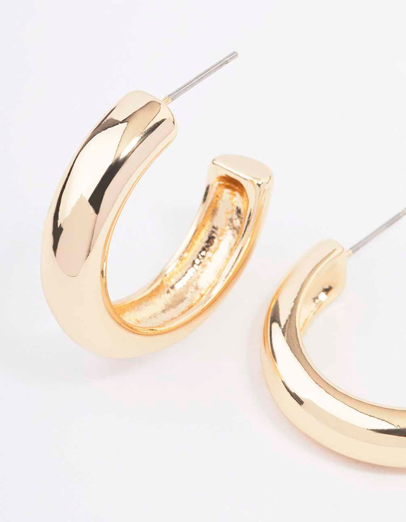 Gold Plain C-Shape Hoop Earrings - Lovisa