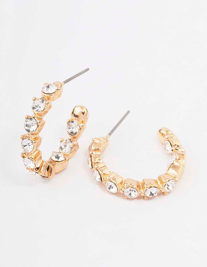 Gold Statement Diamante Hoop Earrings - Lovisa