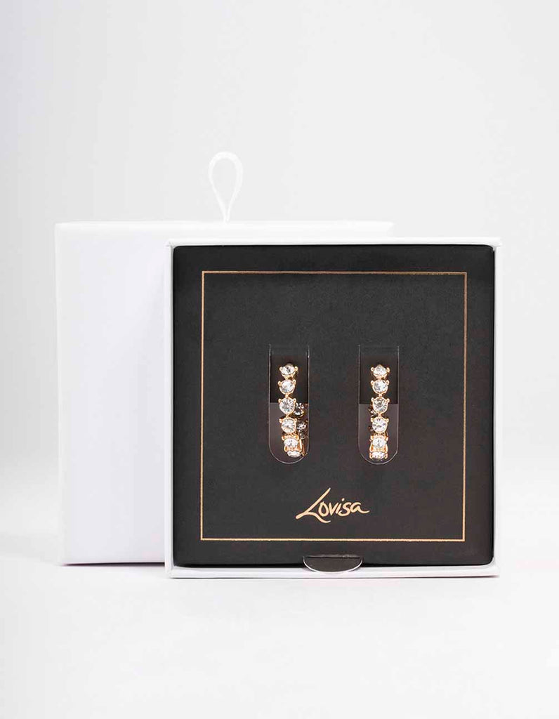 Gold Statement Diamante Hoop Earrings - Lovisa