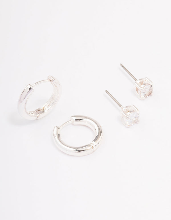 Silver Diamante Stud & Hoop Earring Pack - Lovisa