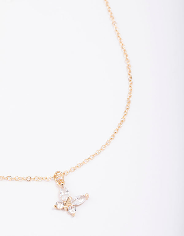 Gold Asymmetrical Butterfly Necklace - Lovisa