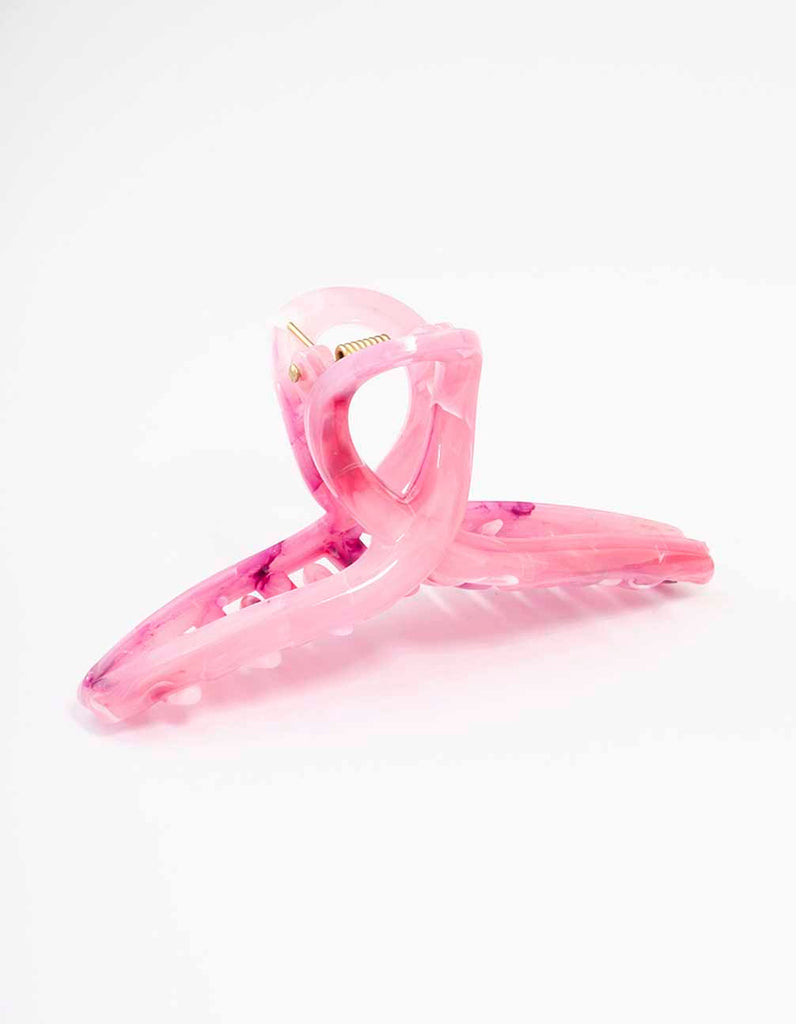 Pink Acrylic Large Twisted Hair Claw Clip - Lovisa