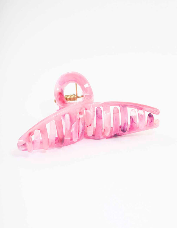 Pink Acrylic Large Twisted Hair Claw Clip - Lovisa