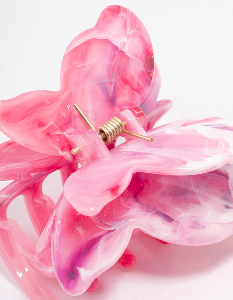 Pink Marble Butterfly Hair Claw Clip - Lovisa