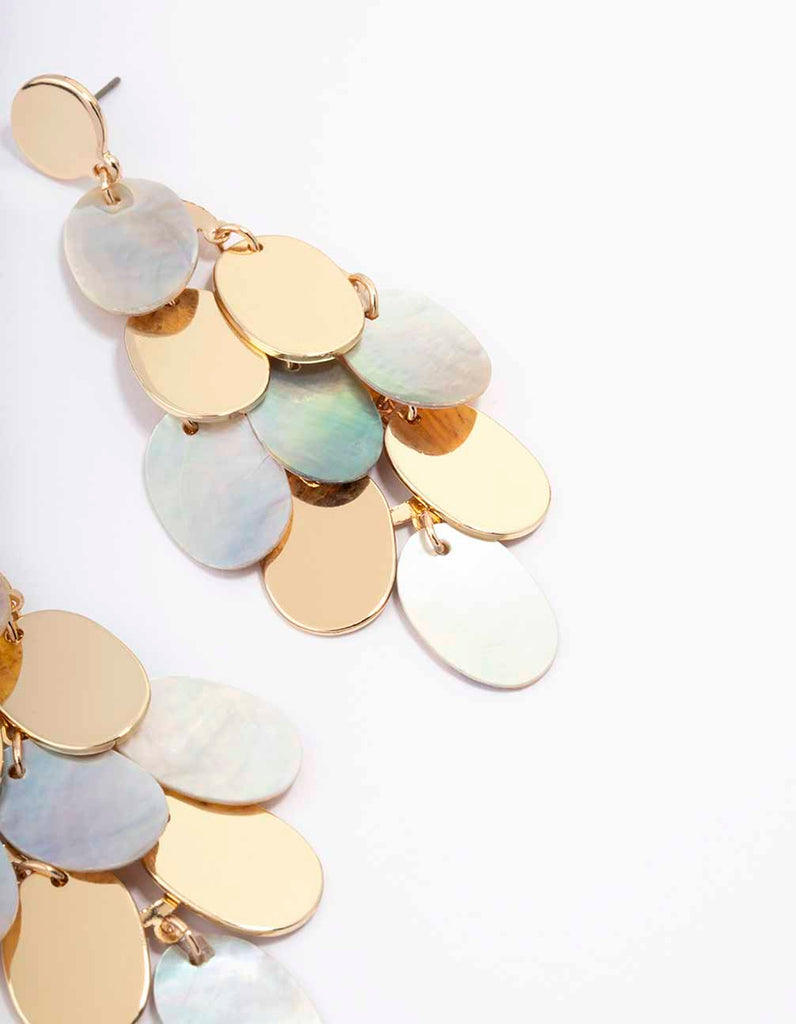 Gold Genuine Shell Disc Drop Earrings - Lovisa