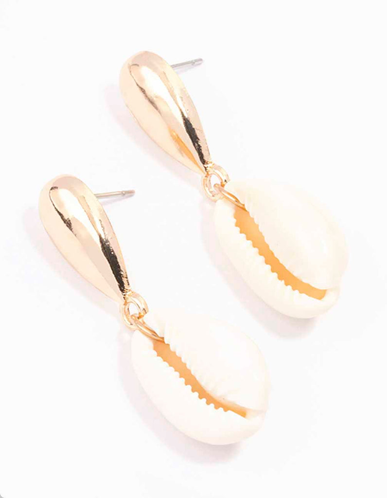 Gold Genuine Shell Textured Drop Earrings - Lovisa