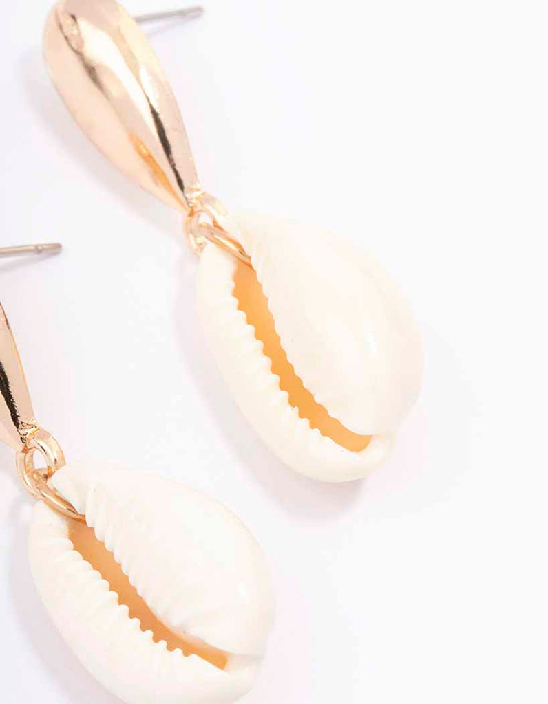 Gold Genuine Shell Textured Drop Earrings - Lovisa