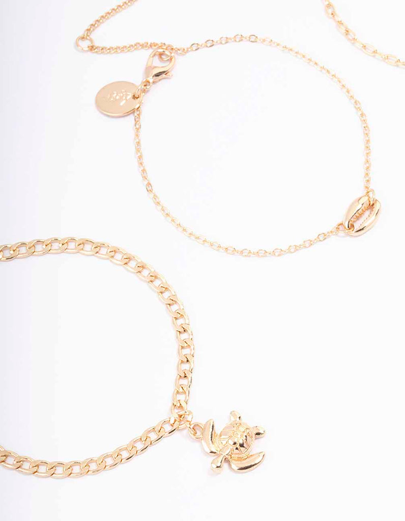 Gold Turtle Anklet & Bracelet 3-Pack - Lovisa