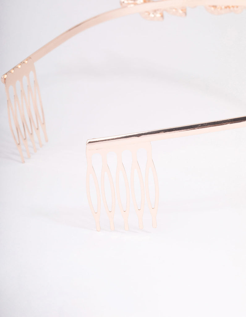 Rose Gold Diamante Leafy Tiara - Lovisa