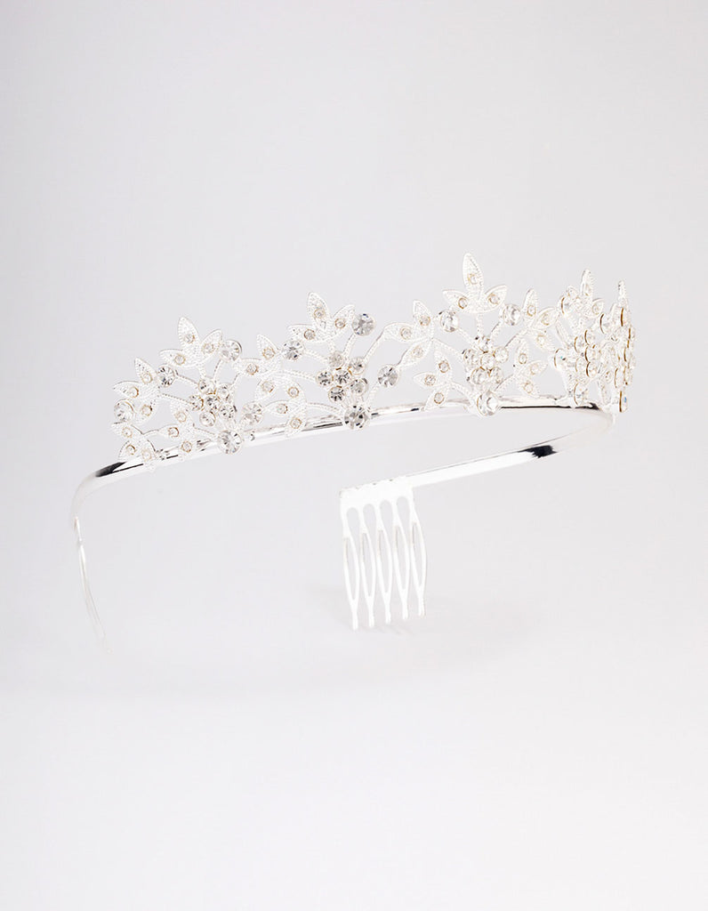 Silver Symmetrical Floral Hair Tiara - Lovisa
