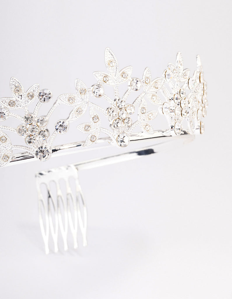 Silver Symmetrical Floral Hair Tiara - Lovisa