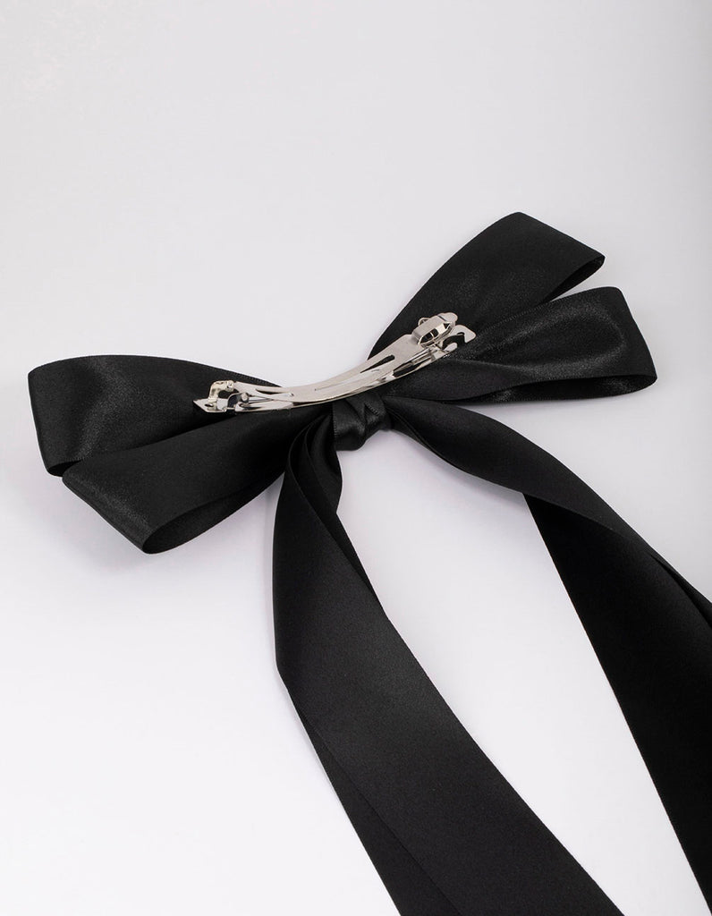 Black Fabric Oversized Ribbon Hair Bow Clip - Lovisa