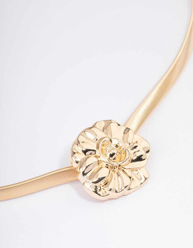 Gold Single Rose Stretch Belt - Lovisa