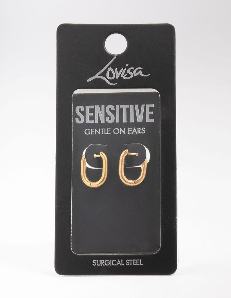 Gold Plated Surgical Steel Rectangular Hoop Earrings - Lovisa