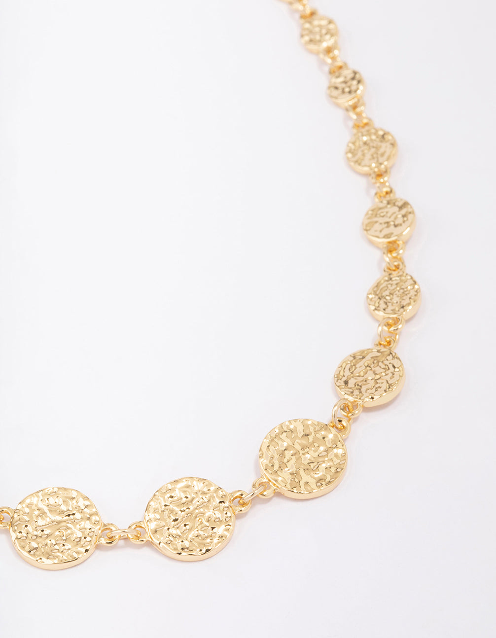 Gold Plated Hammered Disc Chain Necklace - Lovisa
