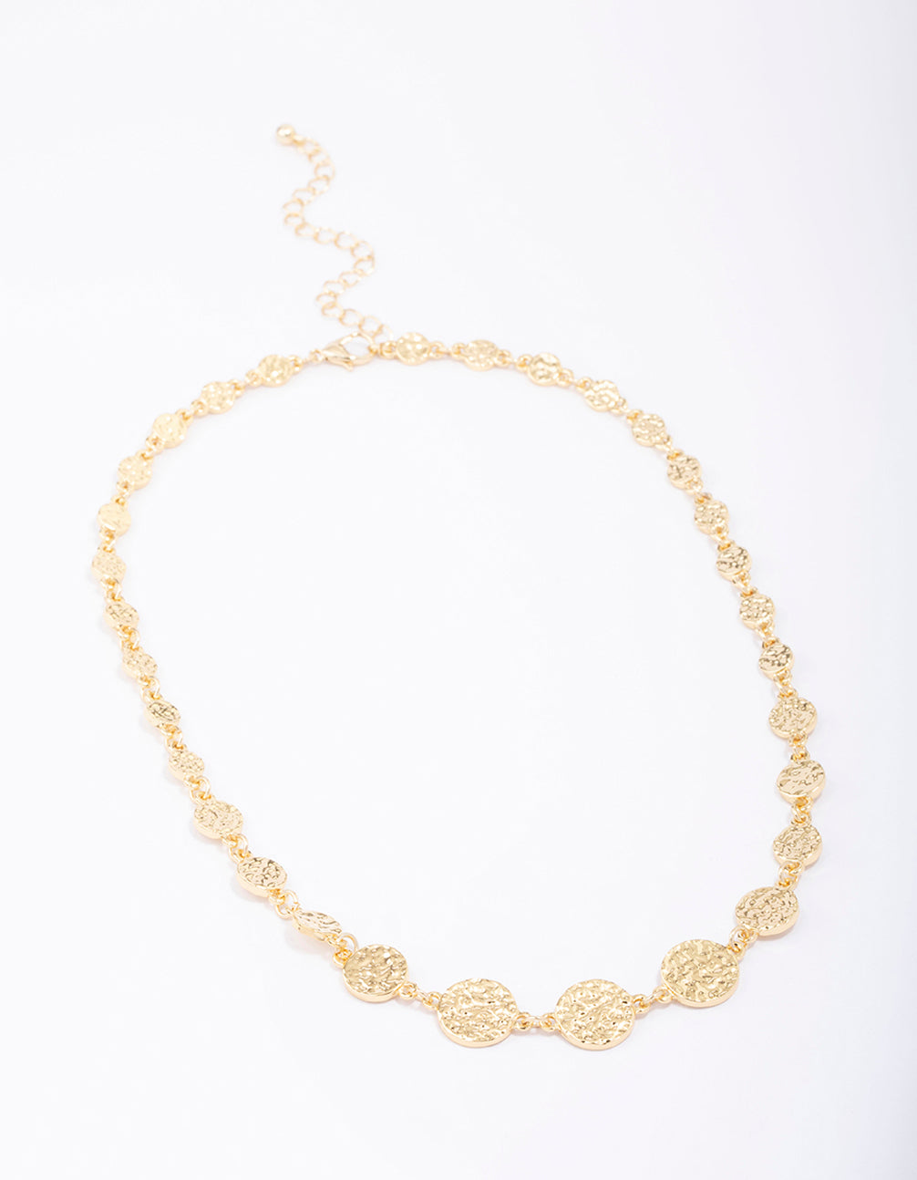 Gold Plated Hammered Disc Chain Necklace - Lovisa