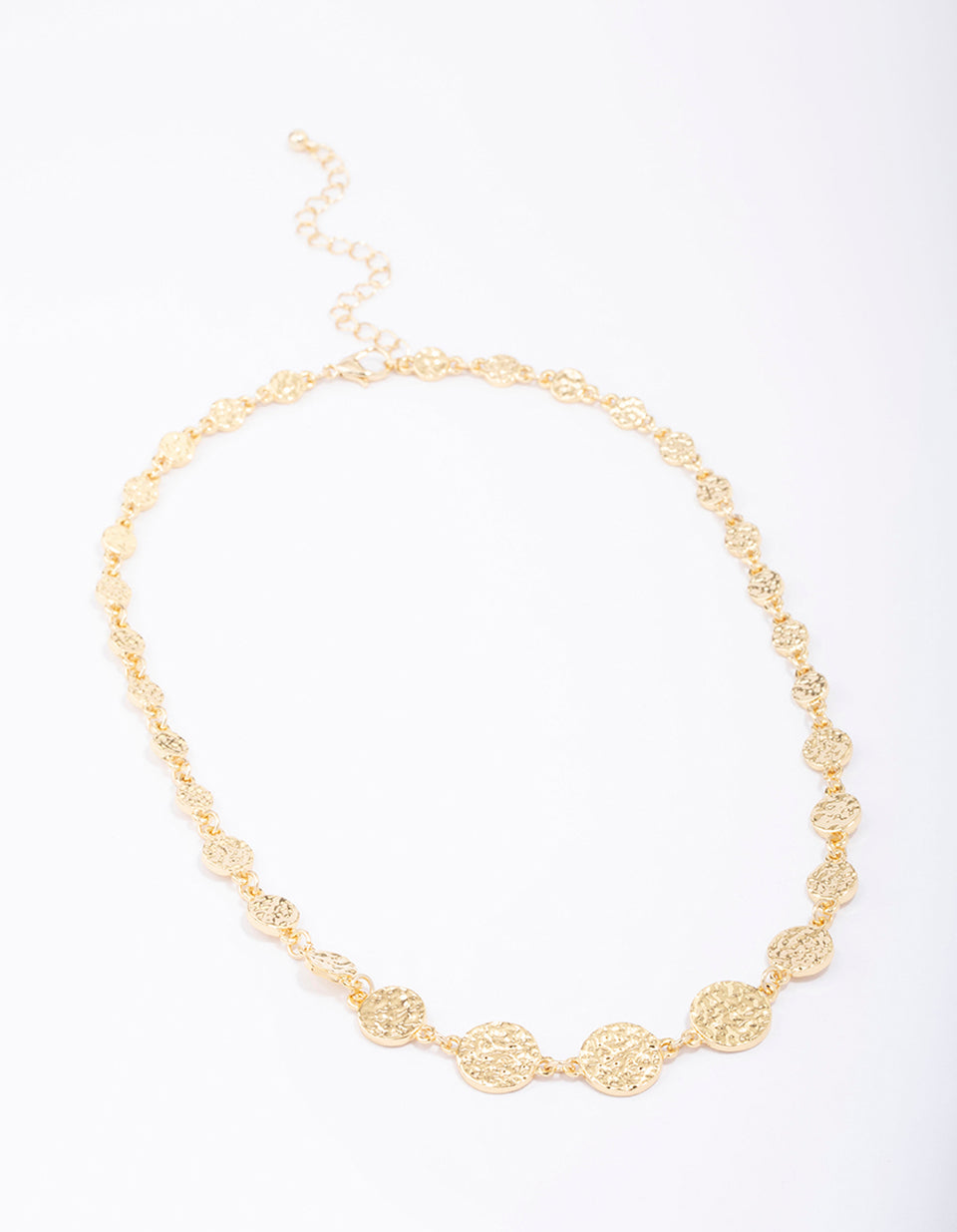 Gold Plated Hammered Disc Chain Necklace - Lovisa