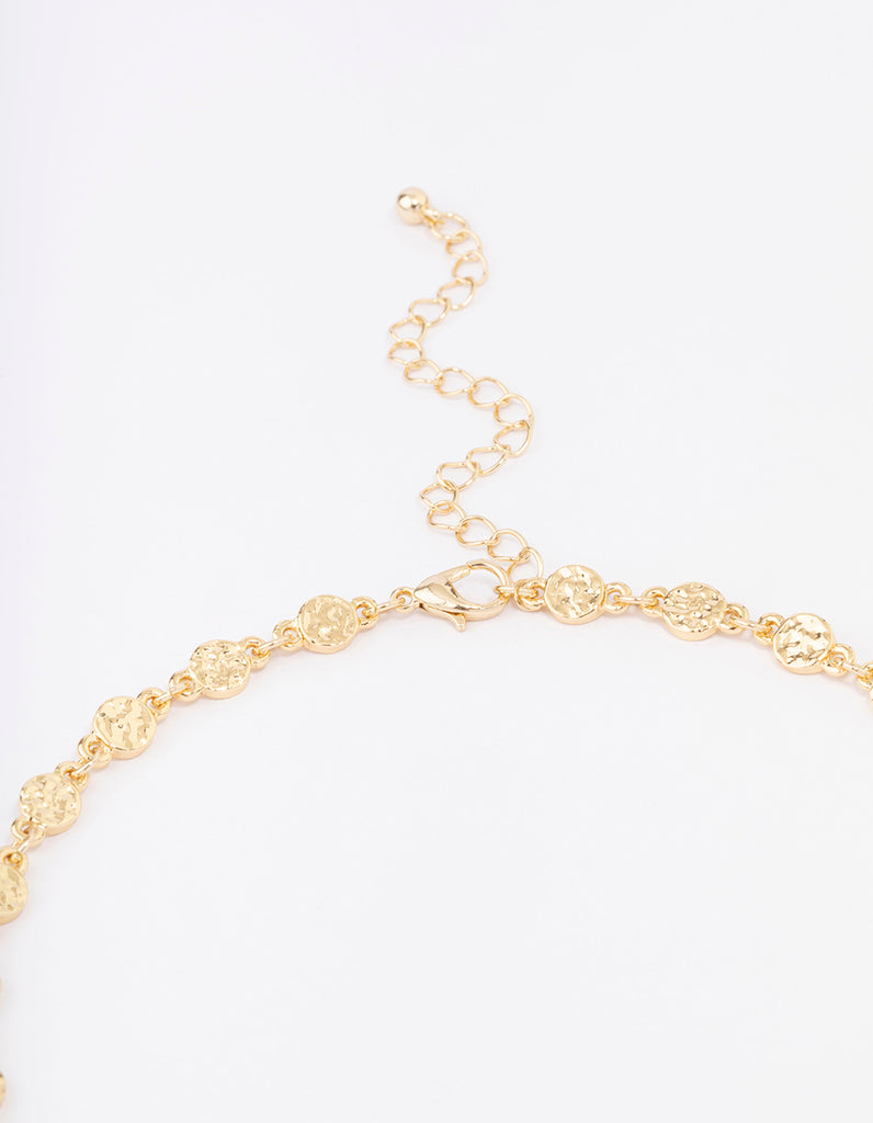 Gold Plated Hammered Disc Chain Necklace - Lovisa