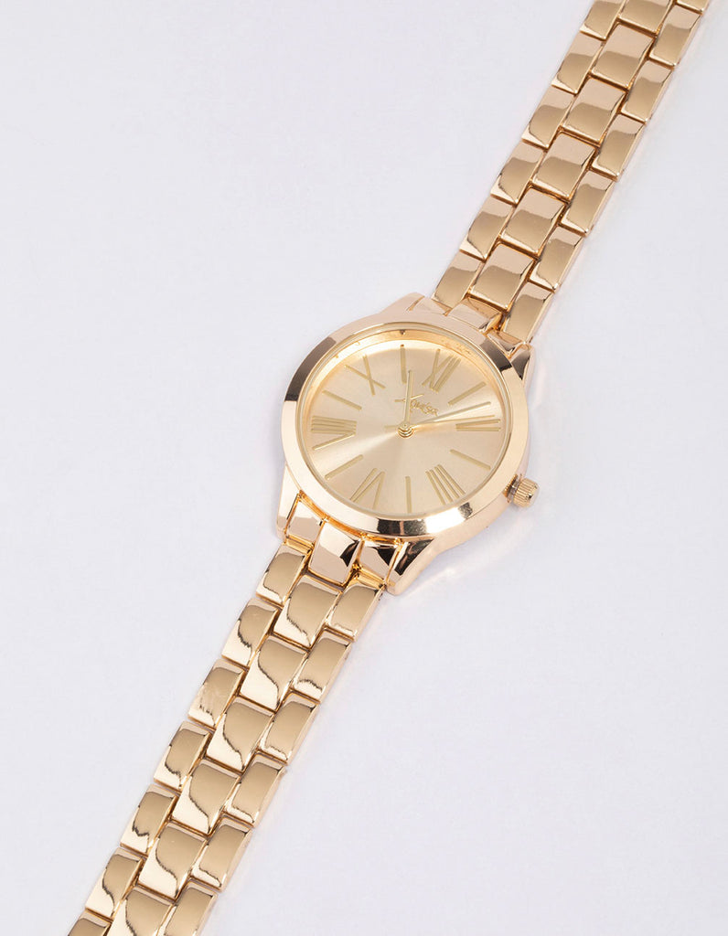 Gold Large Roman Numeral Watch - Lovisa