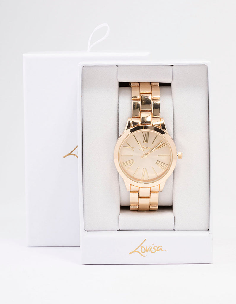 Gold Large Roman Numeral Watch - Lovisa