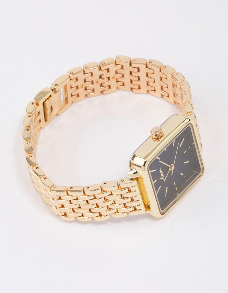 Gold & Black Medium Square Watch - Lovisa