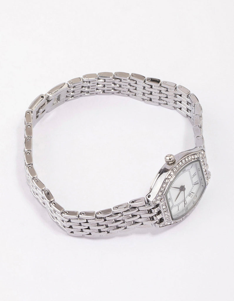 Silver Vintage Diamante Watch - Lovisa