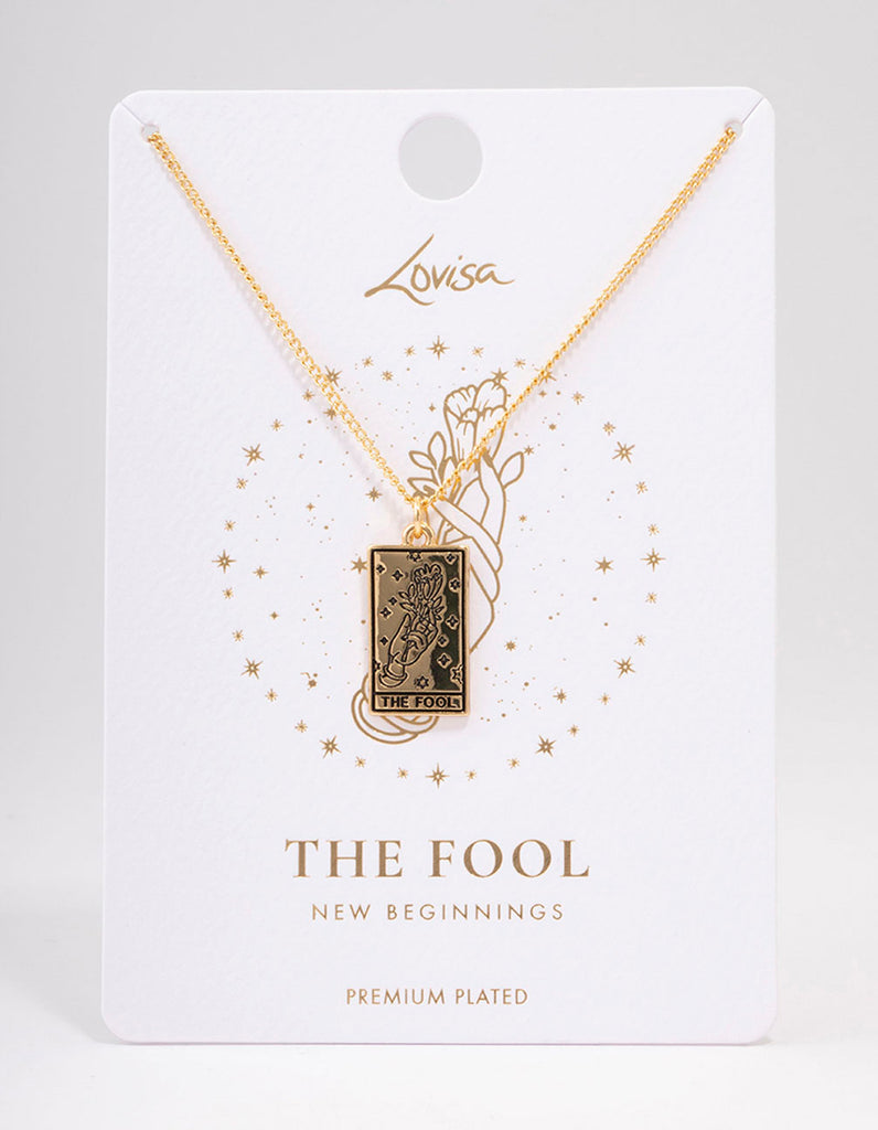 Gold Plated Fool Tarot Card Pendant Necklace - Lovisa