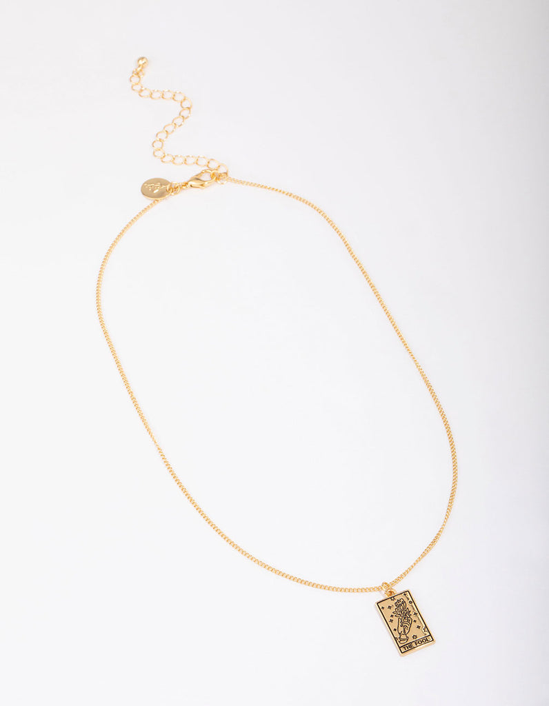 Gold Plated Fool Tarot Card Pendant Necklace - Lovisa