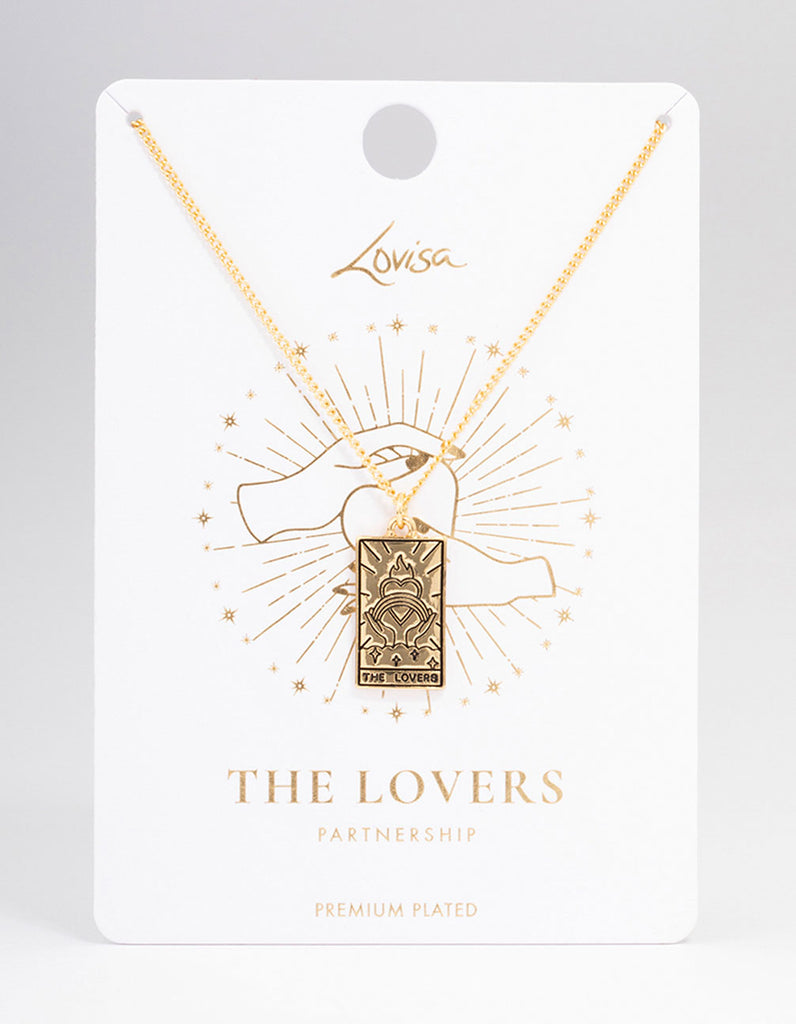 Gold Plated Lovers Tarot Card Pendant Necklace - Lovisa