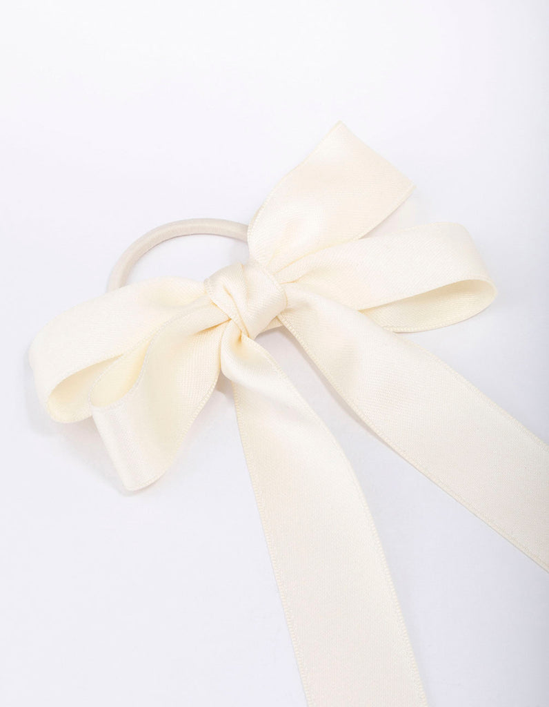 Large Cream Bow Hair Tie - Lovisa