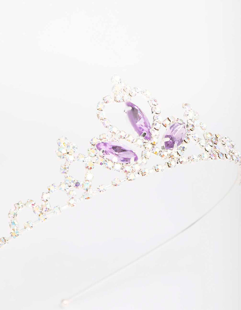 Kids Silver Lilac Diamante Tiara - Lovisa