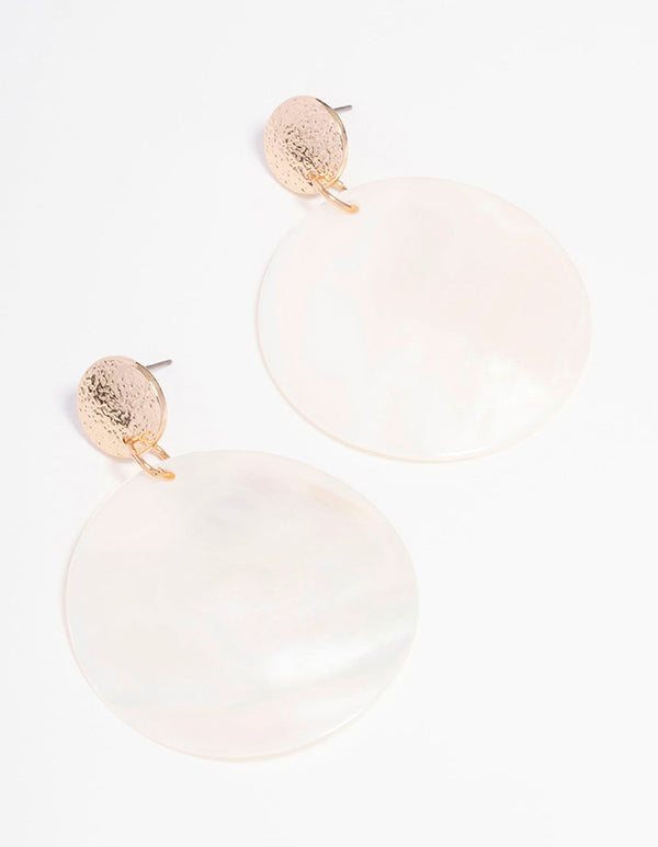 Gold Genuine Shell Disc Drop Earrings - Lovisa