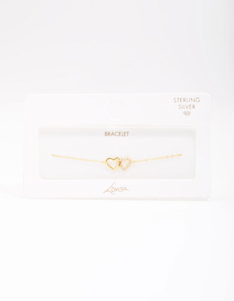 Gold Plated Sterling Silver Loop Heart Chain Bracelet - Lovisa
