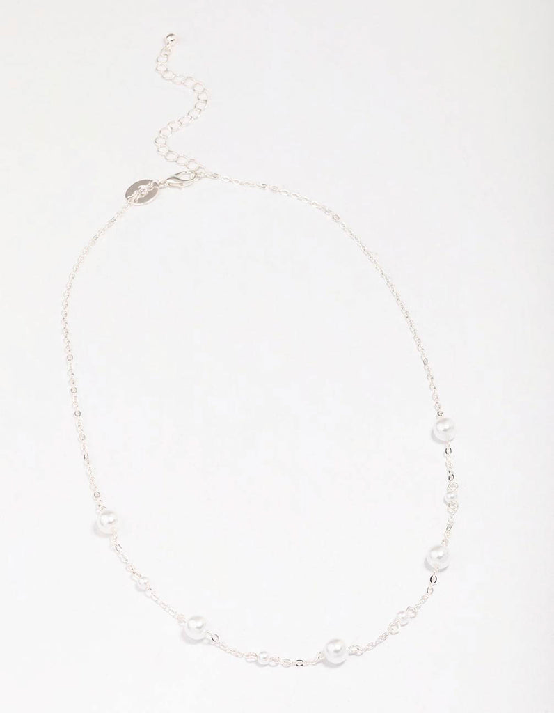 Silver Pearl & Ball Station Chain Necklace - Lovisa