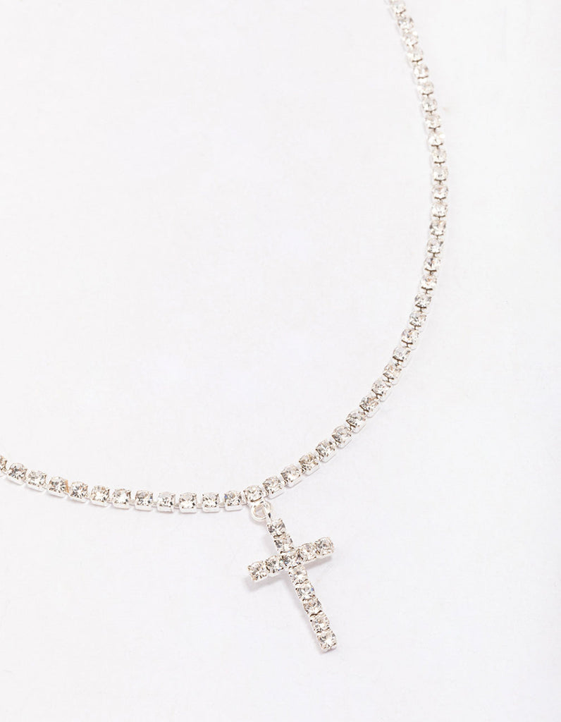 Silver Cup Chain Cross Pendant Necklace - Lovisa