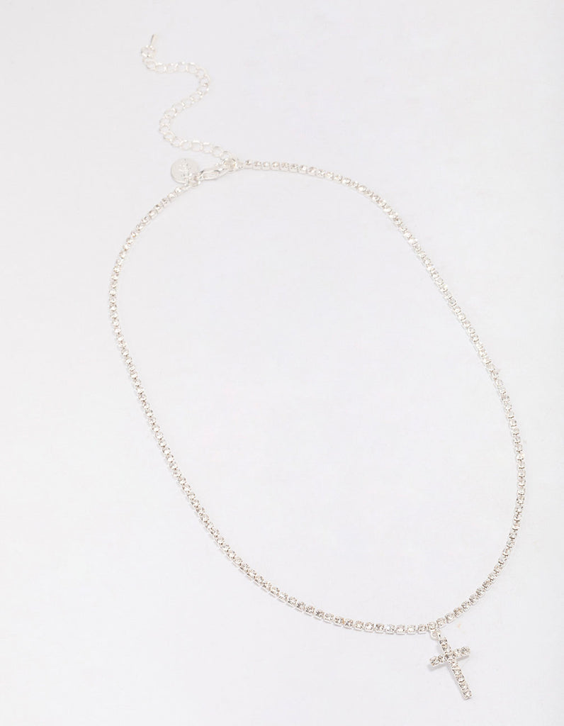 Silver Cup Chain Cross Pendant Necklace - Lovisa