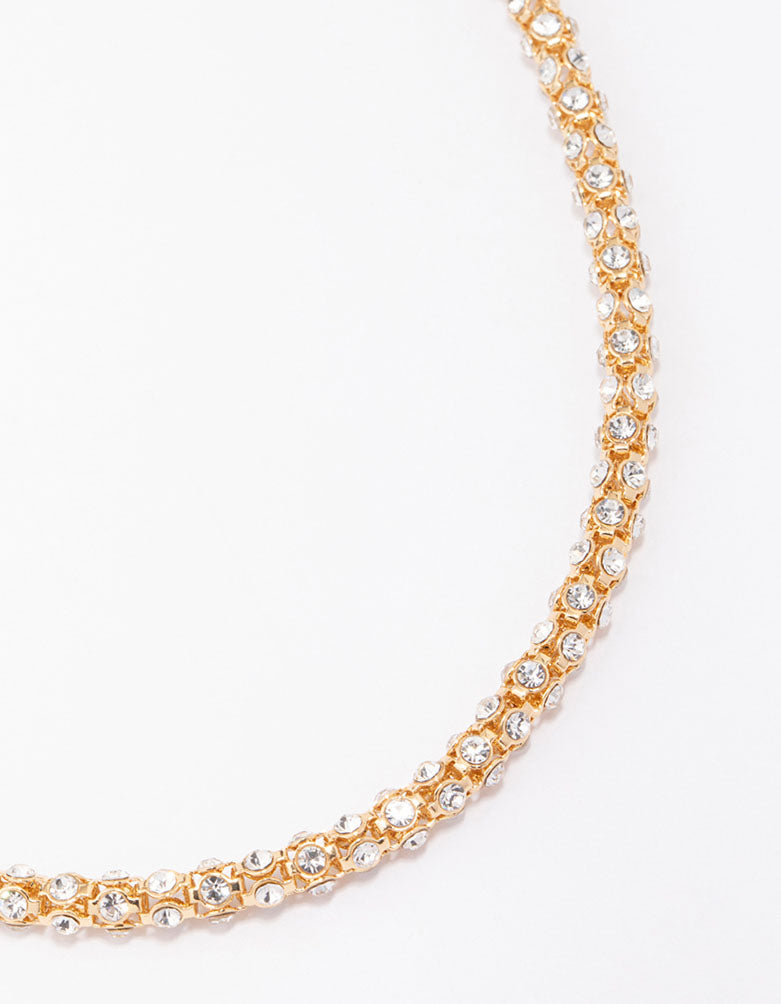 Gold Plated Diamante Fireball Chain Necklace - Lovisa