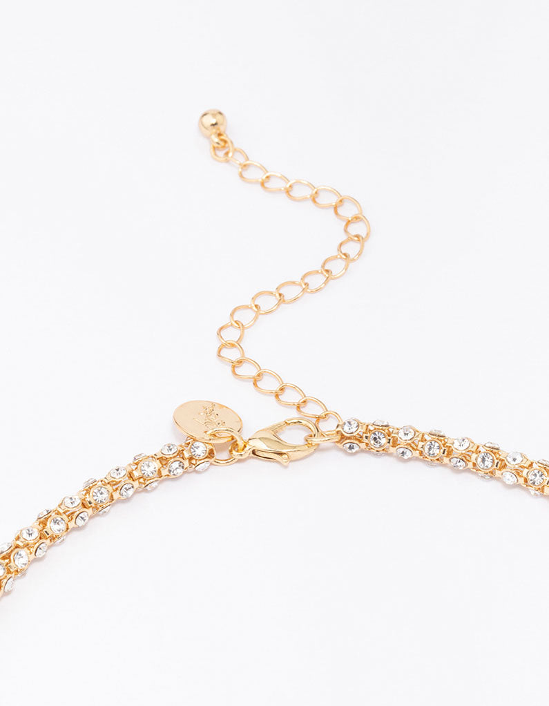 Gold Plated Diamante Fireball Chain Necklace - Lovisa